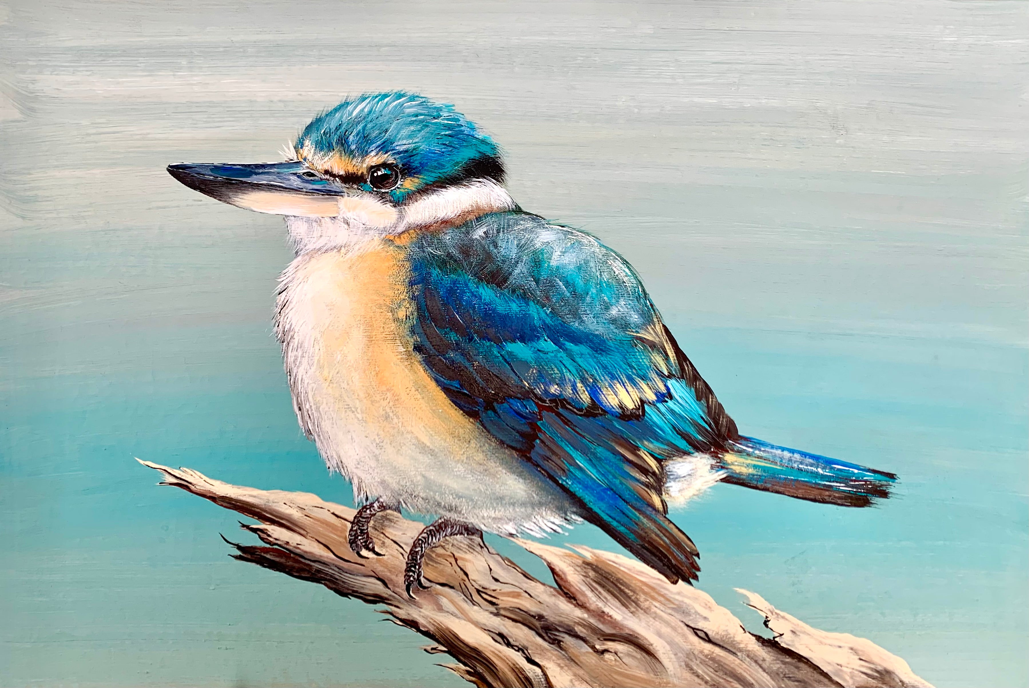 SOLD “The Sacred Kingfisher” Native to Australia – Artworks By Louisa-Jane